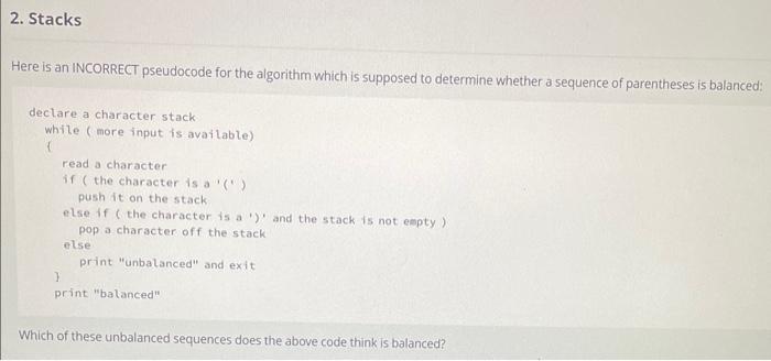 Solved Here is an INCORRECT pseudocode for the algorithm | Chegg.com