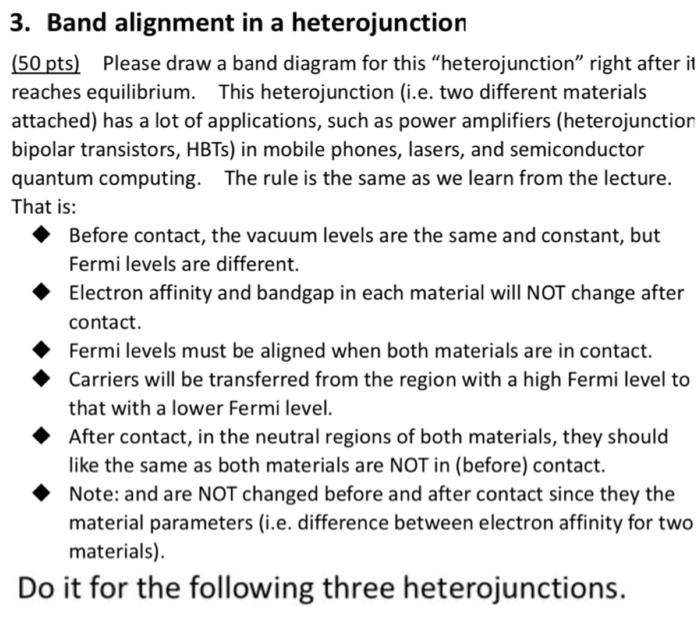 Solved 3. Band alignment in a heterojunction (50 pts) Please | Chegg.com