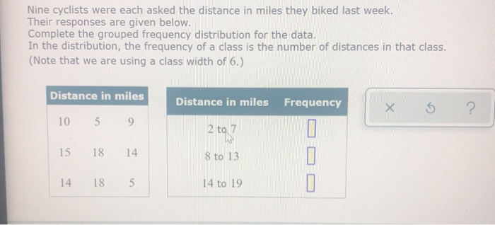 Solved Nine cyclists were each asked the distance in miles | Chegg.com