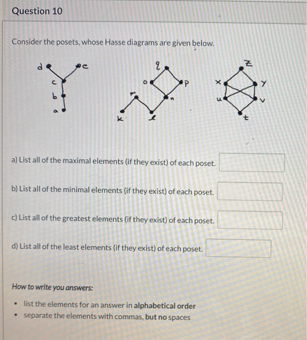 Solved Question 10 Consider the posets, whose Hasse diagrams | Chegg.com