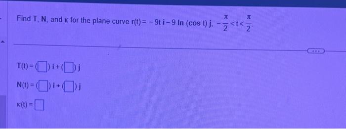 Solved Find T N And K For The Plane Curve
