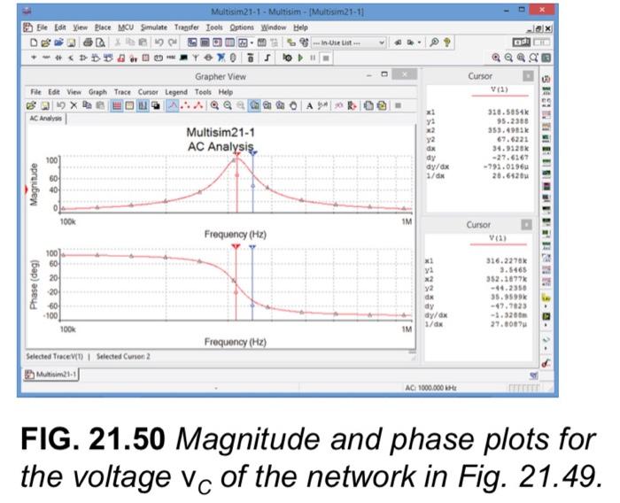 Solved Use MultiSim to do ac analysis and obtain magnitude | Chegg.com
