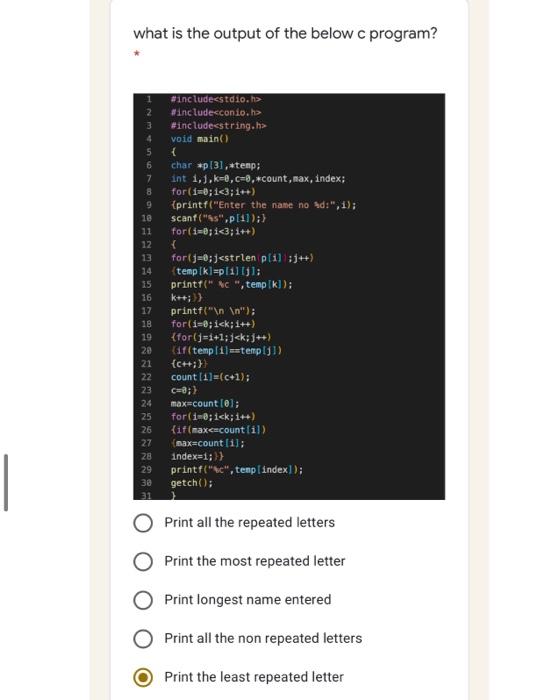 Solved what is the output of the below c program? #include 2 | Chegg.com