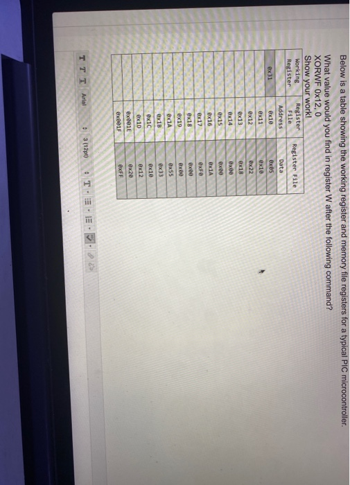 Solved Below is a table showing the working register and | Chegg.com