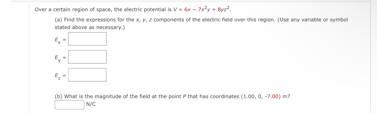 Solved Over a certain region of space, the electric | Chegg.com