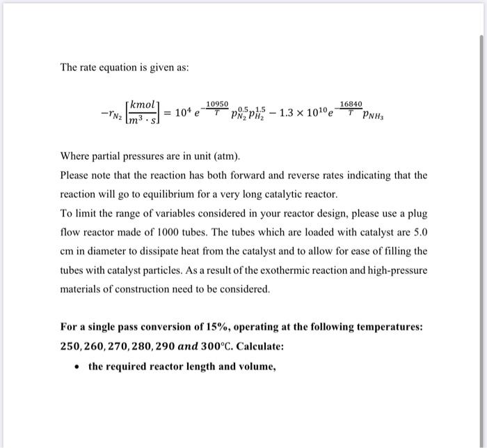 Solved Task 3 - Ammonia Reactor Design Ammonia (NH) is | Chegg.com