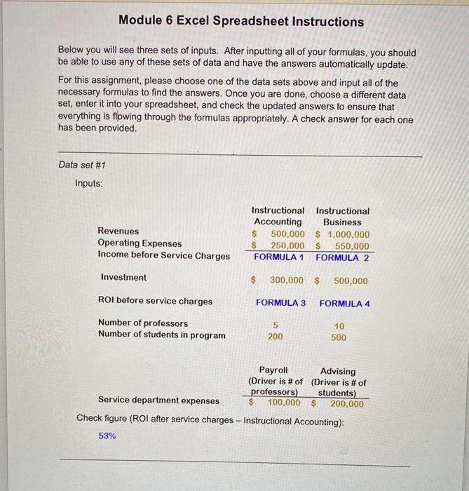 Solved Module 6 Excel Spreadsheet Instructions Below you | Chegg.com