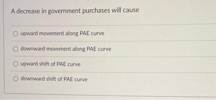 Solved A decrease in government purchases will cause upward | Chegg.com