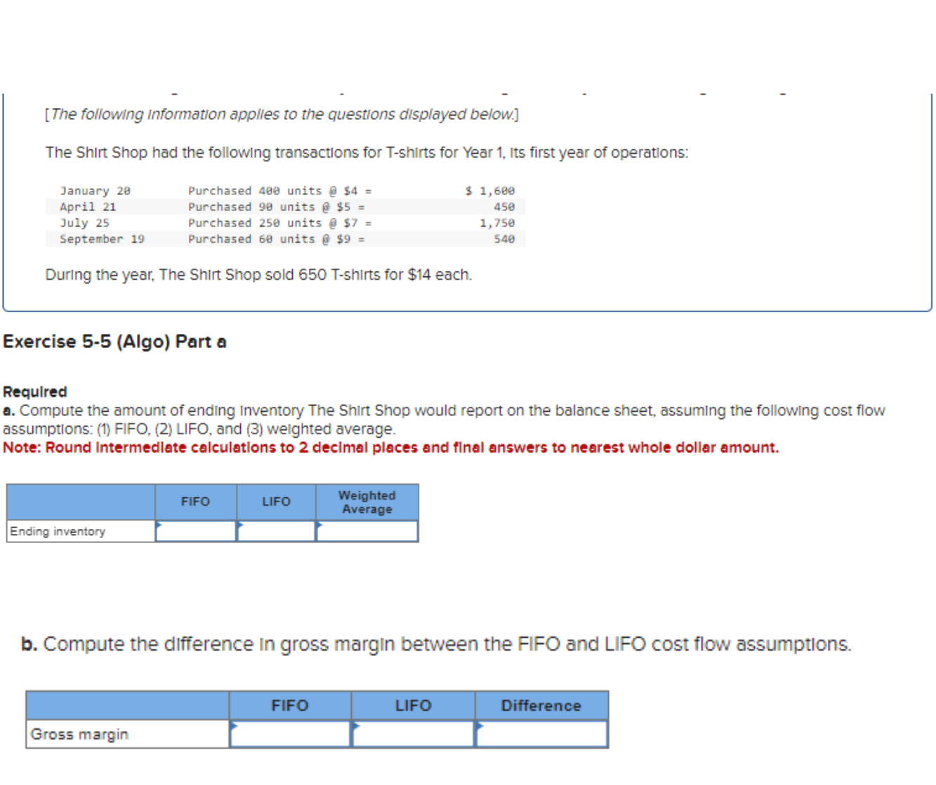 Solved Solve questions A and B using the same Shirt Shop | Chegg.com