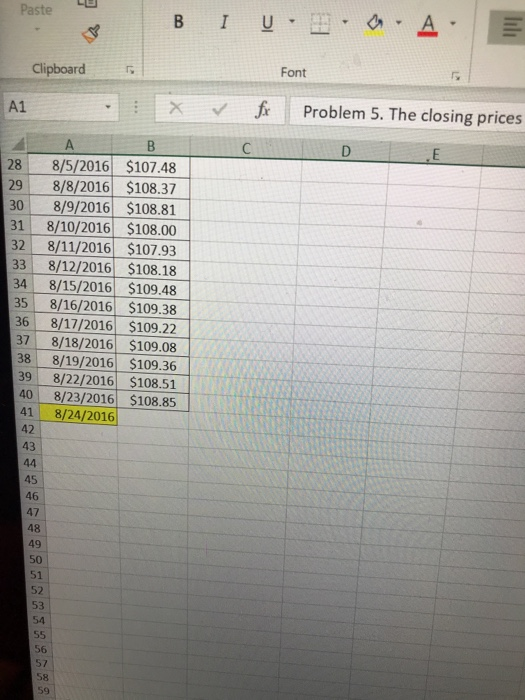 Solved Clipboard Font Alignment - X fx Problem 5. The | Chegg.com