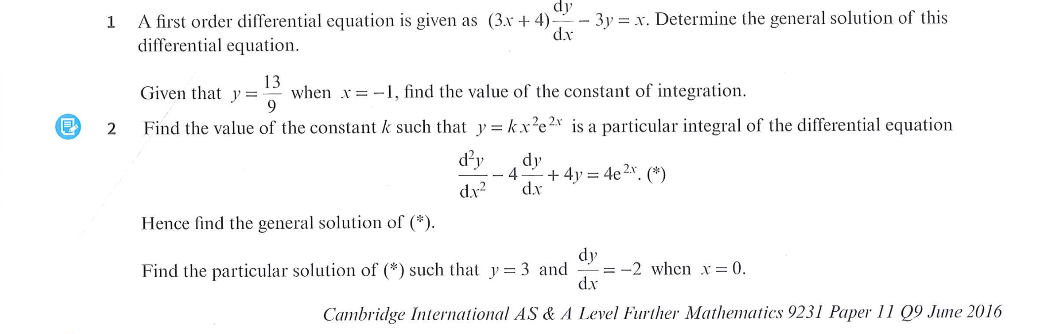Solved 1 ﻿A first order differential equation is given as | Chegg.com