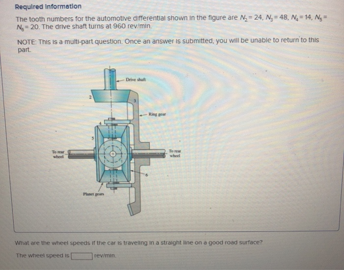 Solved Required information The tooth numbers for the | Chegg.com