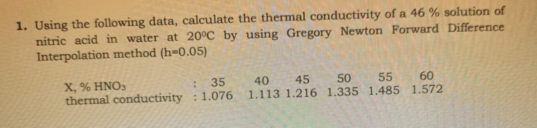 Solved Using the following data, calculate the thermal | Chegg.com