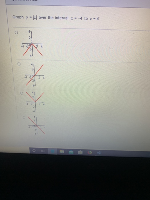 Solved Graph y - 12| over the interval x = -4 to x - 4. 长大。 | Chegg.com