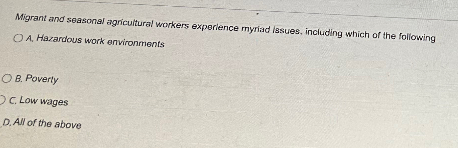 Solved Migrant and seasonal agricultural workers experience | Chegg.com