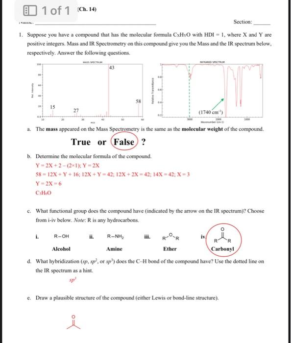 1. Suppose you have a compound that has the molecular | Chegg.com
