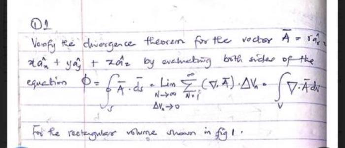 Solved 02 Vonify the chvergence theorem for the vector Aran | Chegg.com