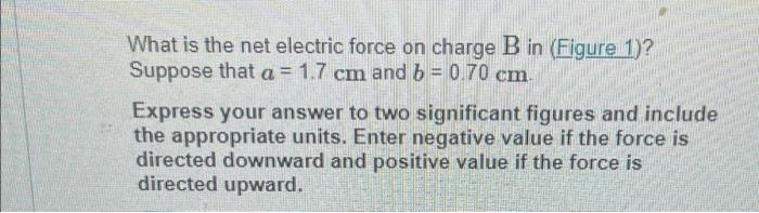 Solved What is the net electric force on charge B in (Figure | Chegg.com