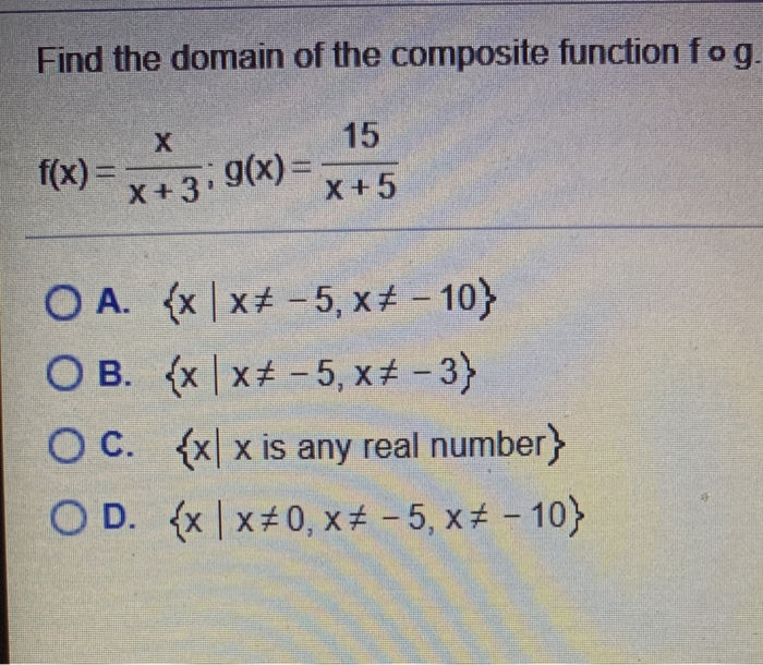 Solved Find the domain of the composite function fog. f(x)= | Chegg.com