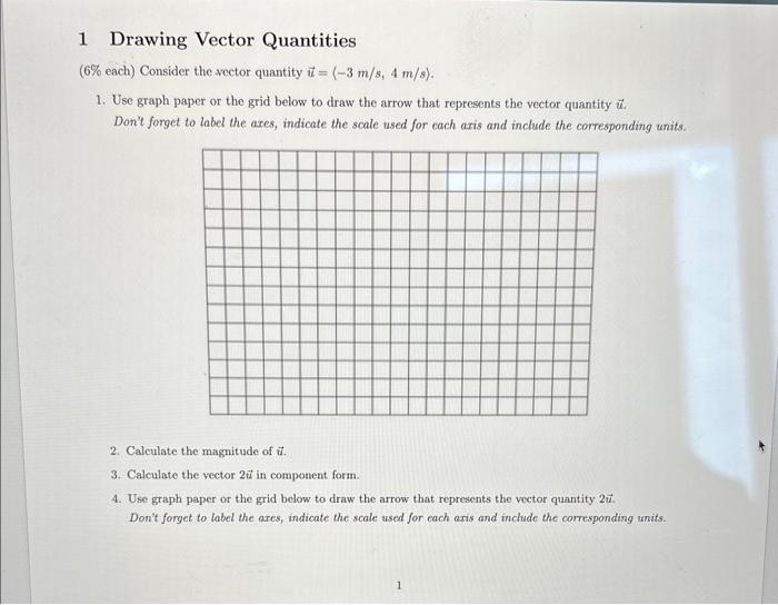 Solved 1 Drawing Vector Quantities (6\% each) Consider the | Chegg.com