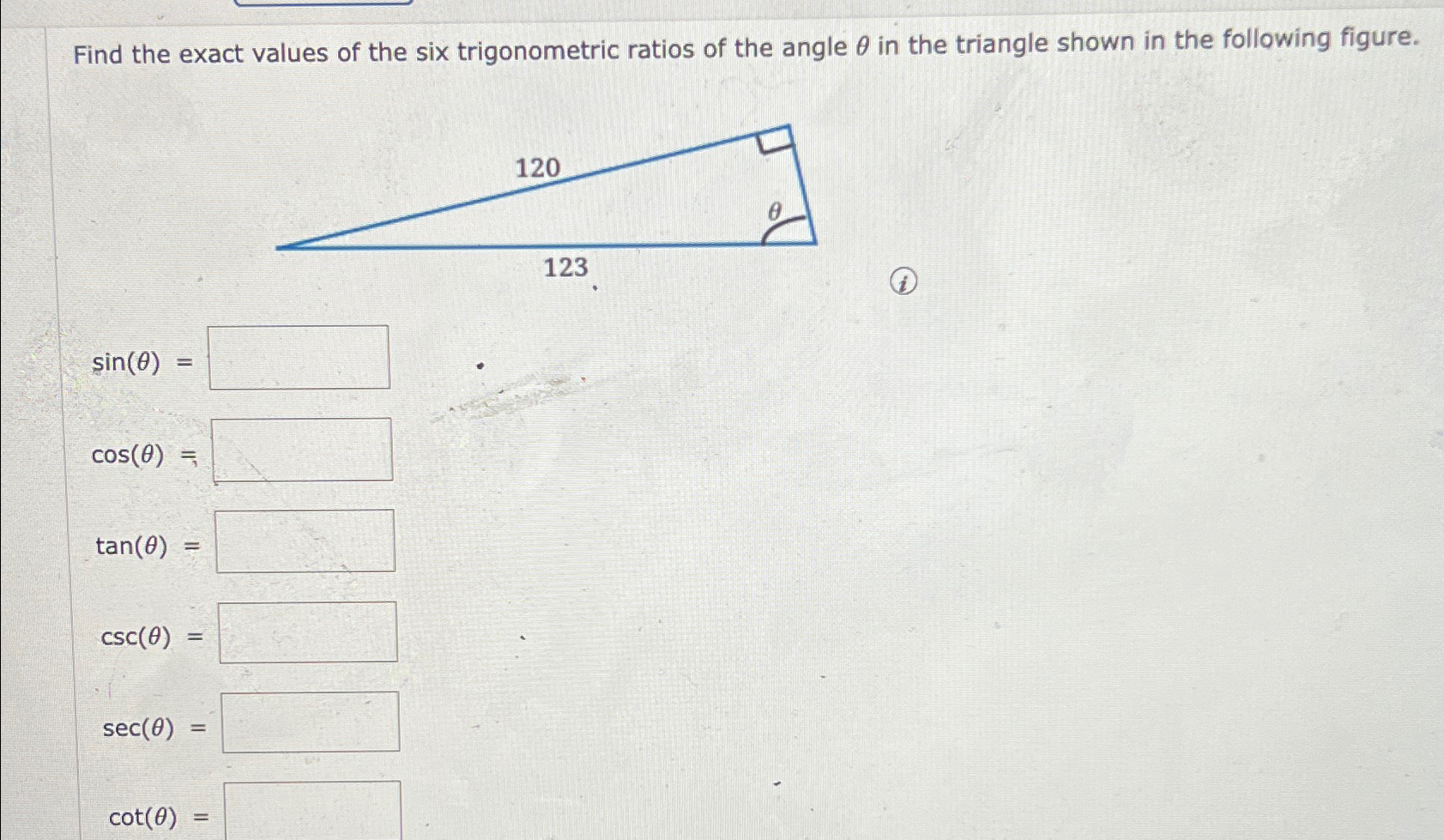 Solved Find the exact values of the six trigonometric ratios | Chegg.com