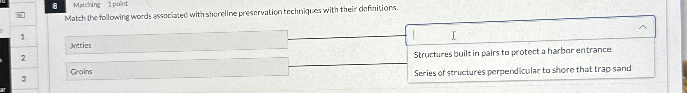 Solved 8Matching1 ﻿pointMatch the following words associated | Chegg.com