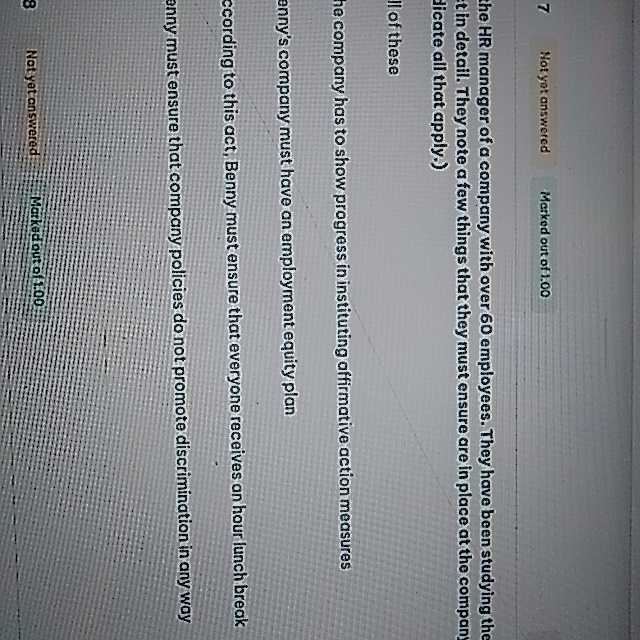 Solved 7HotyotansweredMarked out of 1.00the HR manager of a | Chegg.com