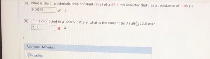 Solved (a) What is the characteristic time constant (in s) | Chegg.com