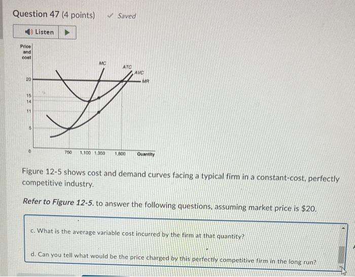 Solved Figure 12-5 shows cost and demand curves facing a | Chegg.com