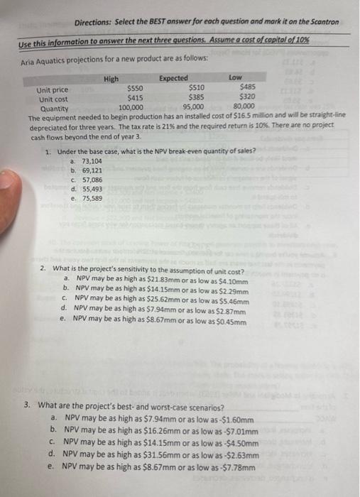 Directions: Select the BEST answer for eoch question | Chegg.com