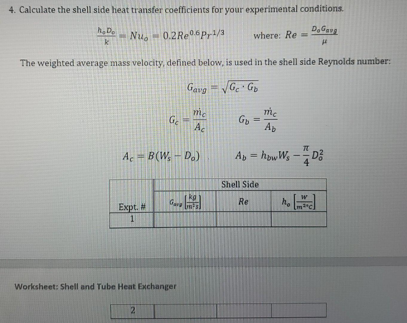 Solved 4. Calculate the shell side heat transfer | Chegg.com
