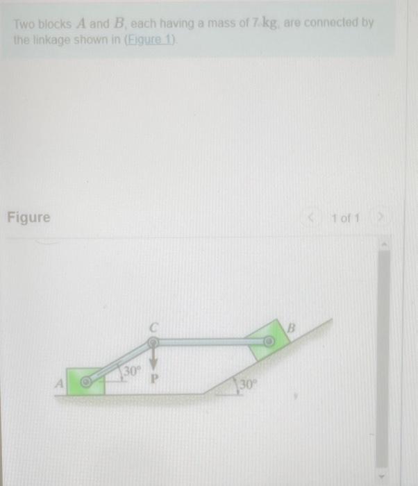 Solved Two blocks A and B, each having a mass of 7kg, are | Chegg.com