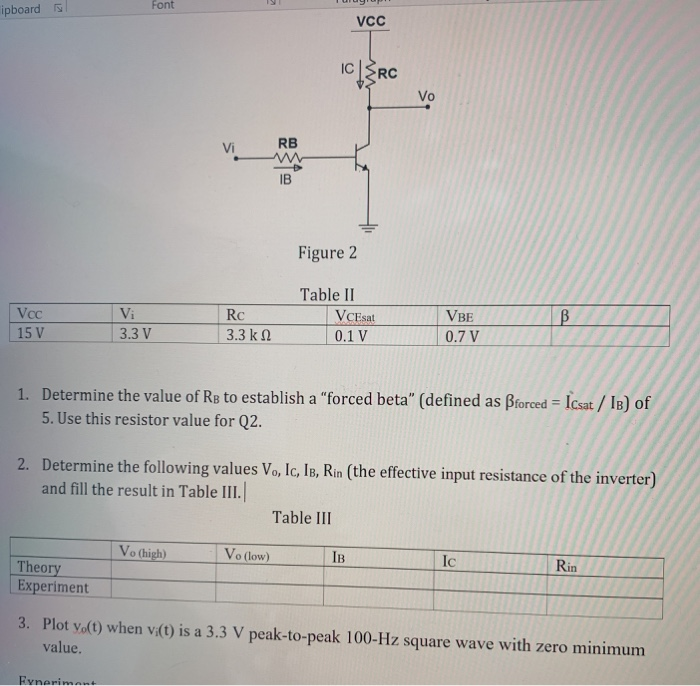 Solved board VCC CRC Figure 2 Table II VCEsat 0.1 V B Rc 3.3 | Chegg.com