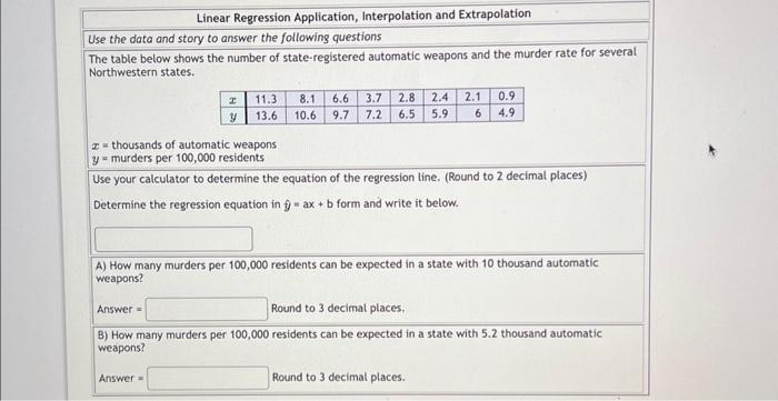 Solved Linear Regression Application, Interpolation and | Chegg.com