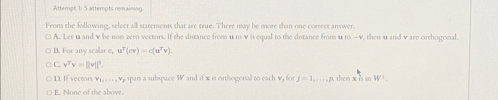 Solved Attempt 1: 5 ﻿attempts remaining.From the following, | Chegg.com
