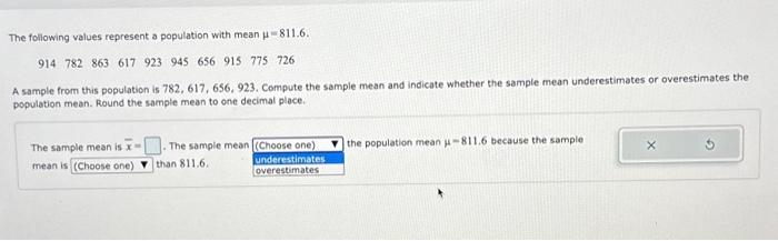Solved The following values represent a population with mean | Chegg.com