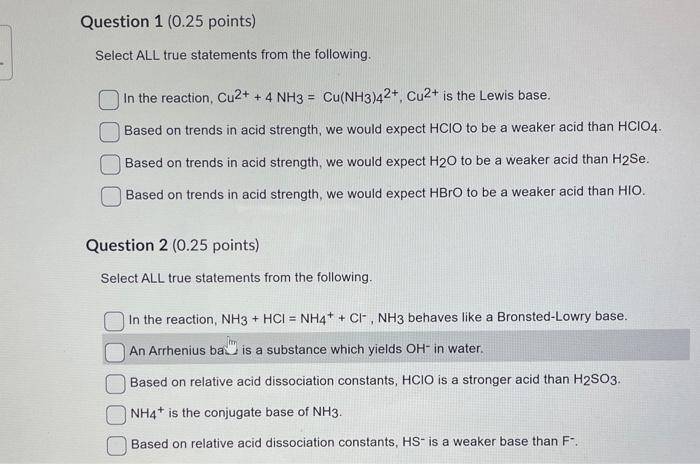 Solved Select ALL true statements from the following. In the | Chegg.com