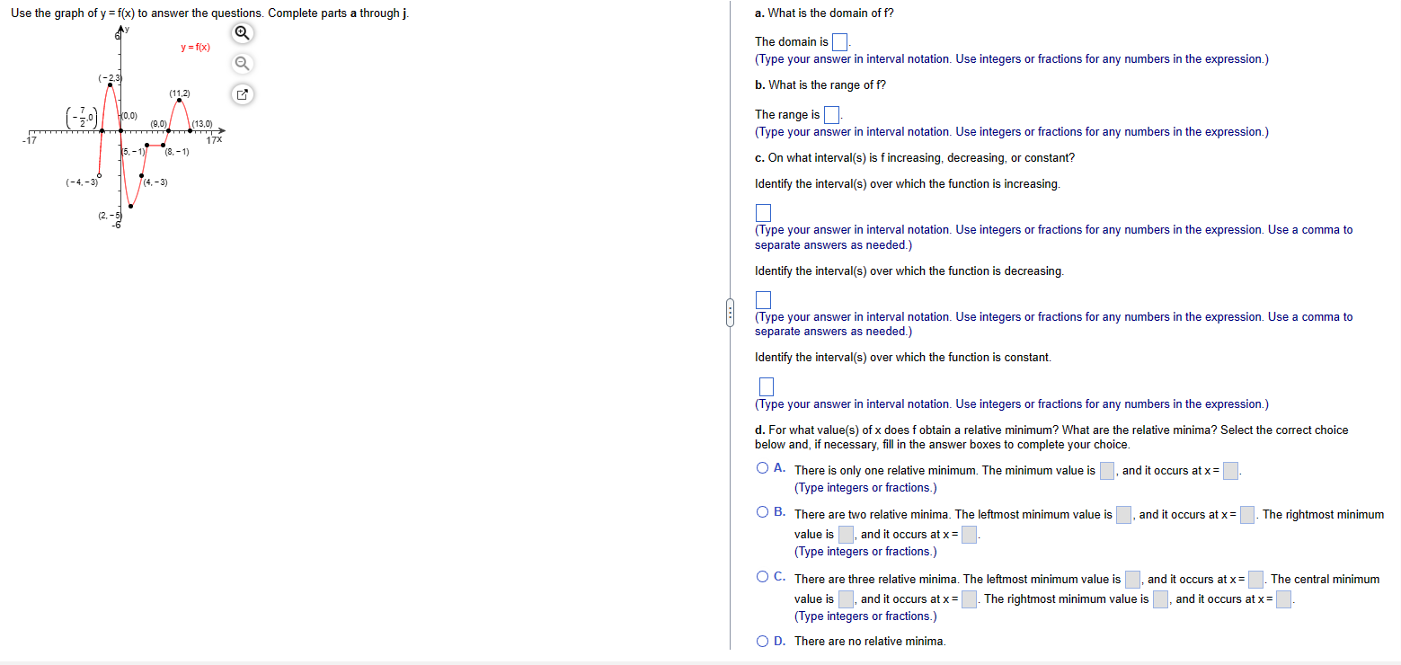Solved a. ﻿What is the domain of f ?The domain is .(Type | Chegg.com