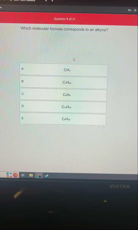 Solved Question 9 ﻿of 31Which molecular formula corresponds | Chegg.com