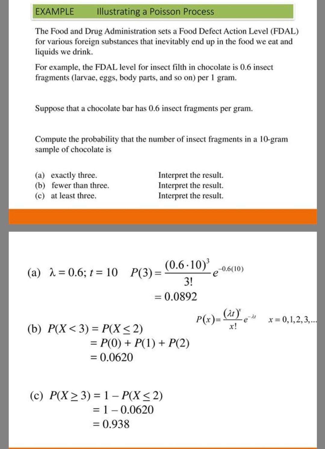 Solved a EXAMPLE Illustrating a Poisson Process The Food and | Chegg.com