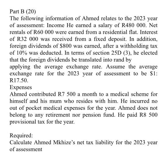 Solved QUESTION 1 [30 MARKS] Part A (10) Ahmed Mkhize is a | Chegg.com