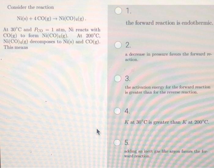 Solved Consider the reaction 1. the forward reaction is | Chegg.com