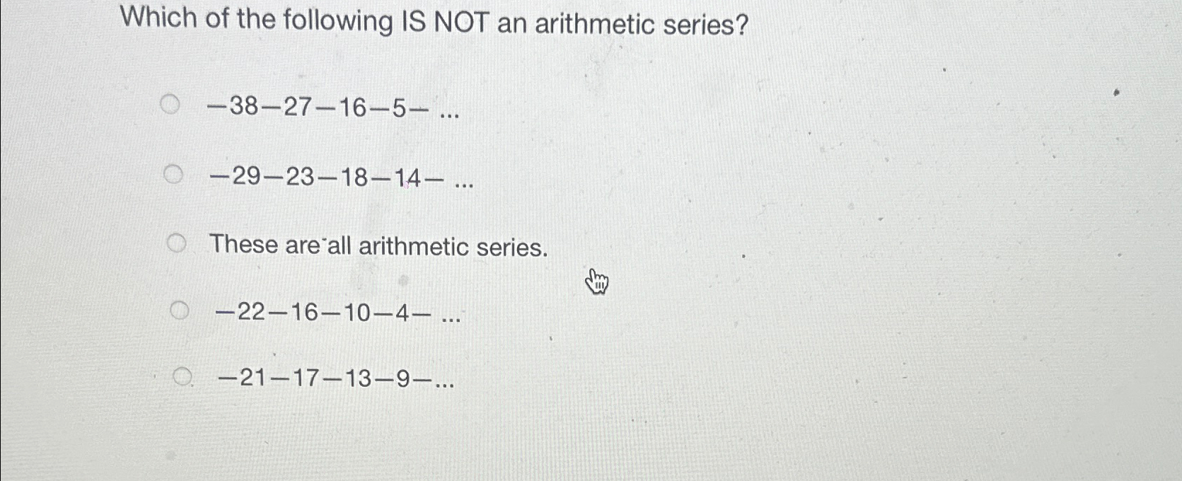 Solved Which graph represents the following arithmetic | Chegg.com