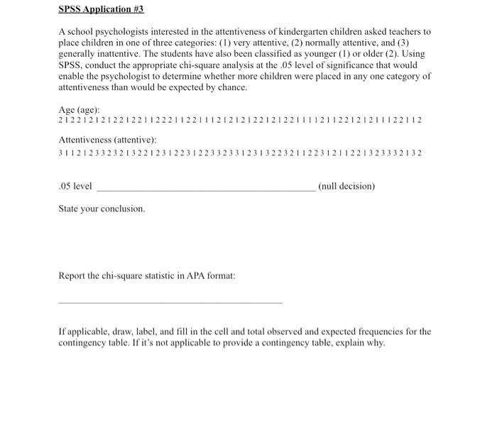 Solved SPSS Application #3 A school psychologists interested | Chegg.com