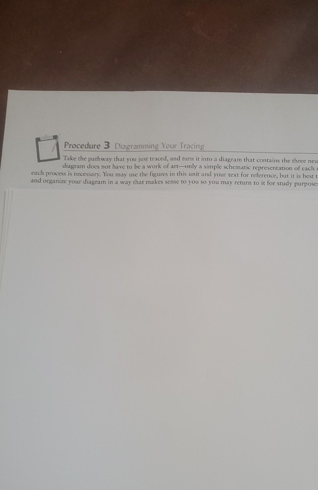 Procedure 3 Diagramming Your Tracing Take the pathway | Chegg.com