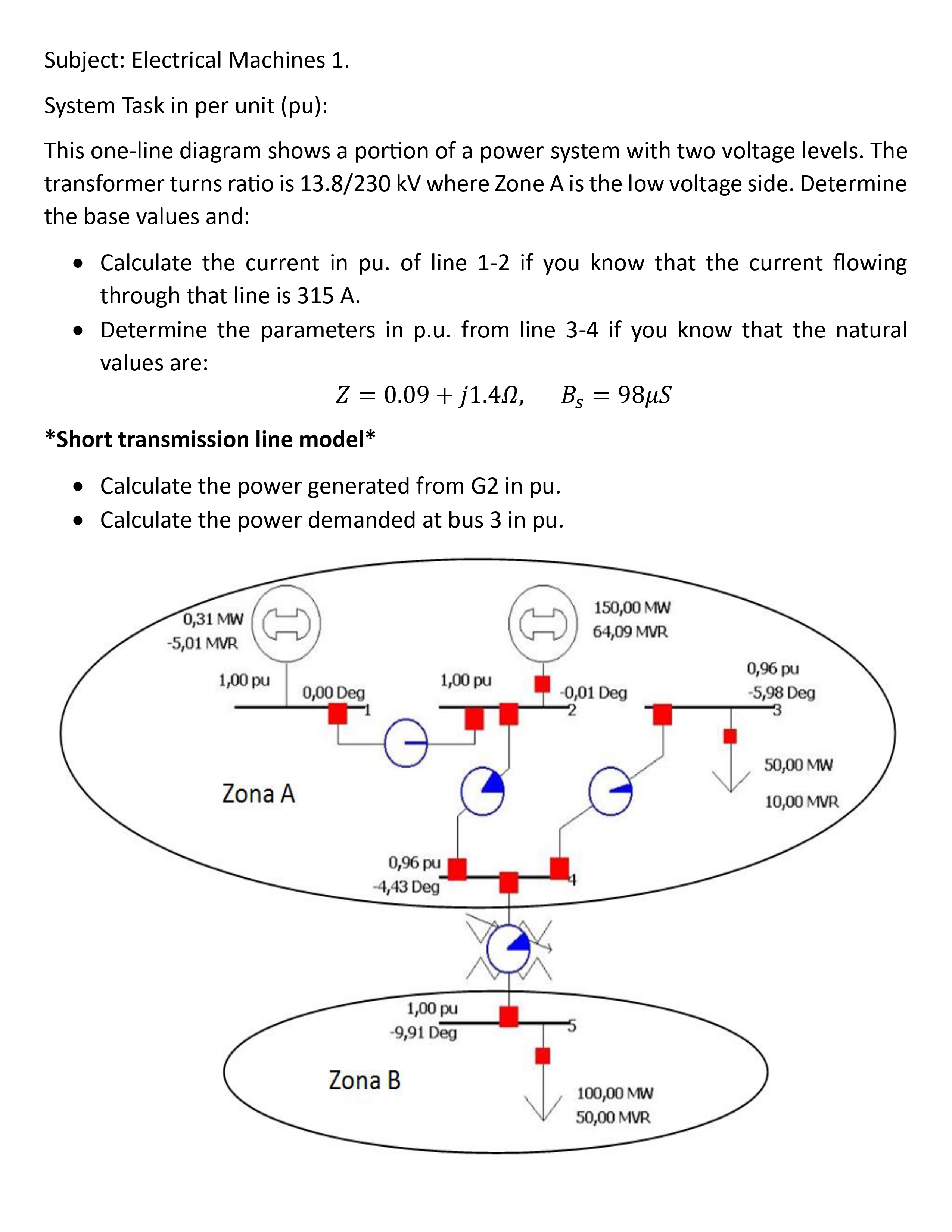 Solved Subject: Electrical Machines 1.System Task in per | Chegg.com