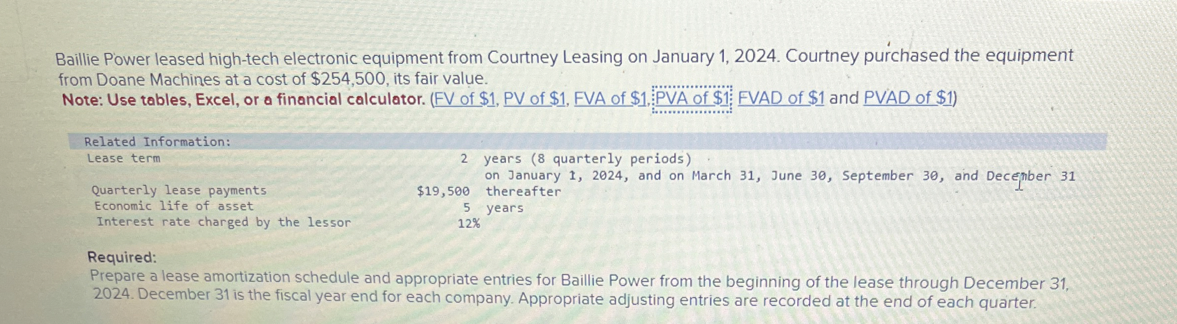 Solved Baillie Power leased high-tech electronic equipment | Chegg.com