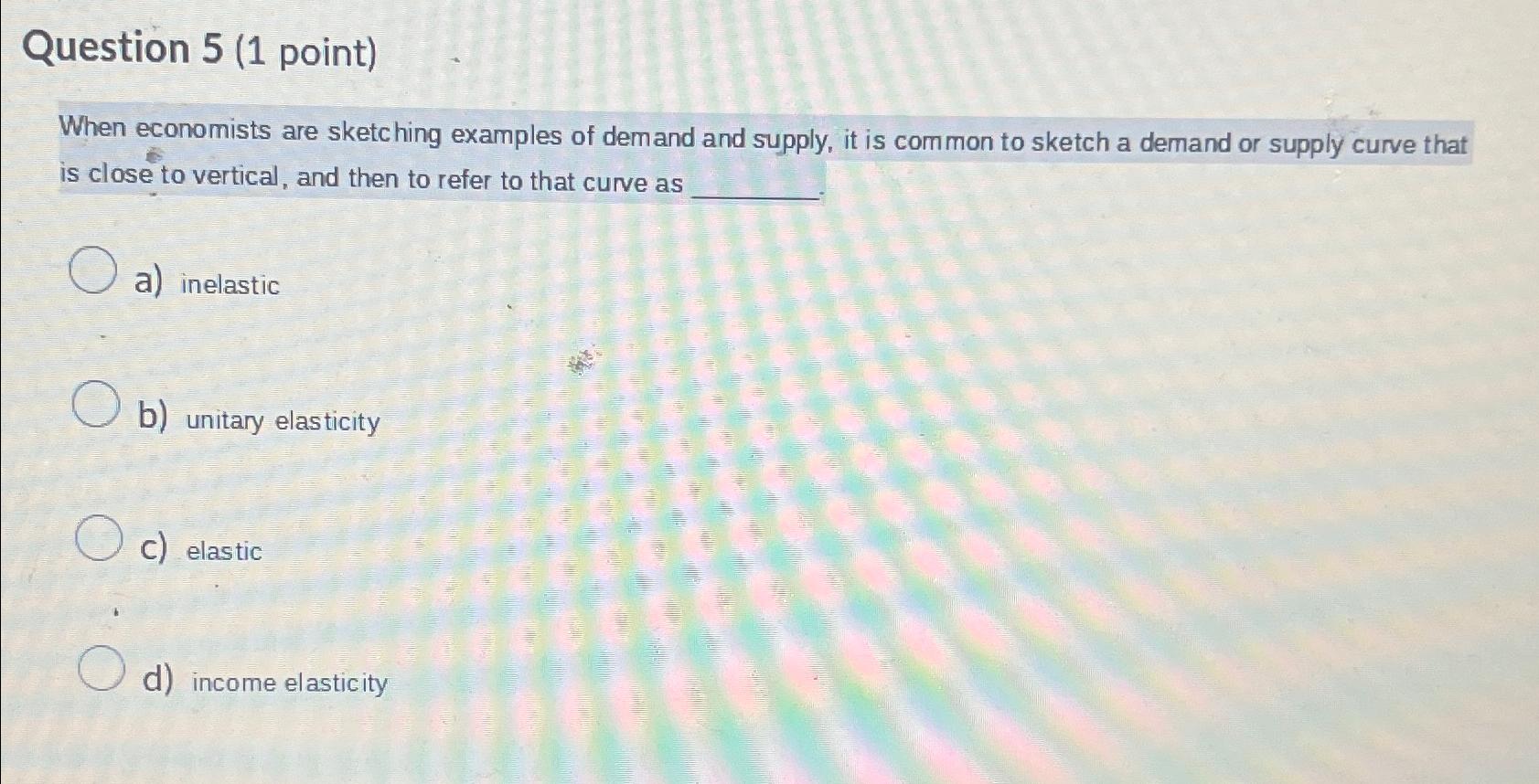 Solved Question 5 (1 ﻿point)When economists are sketching | Chegg.com