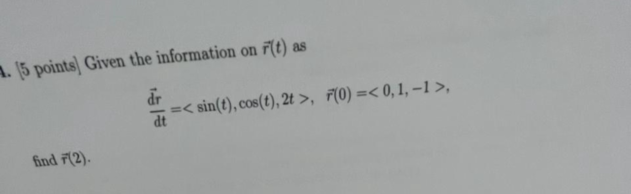 Solved (5 ﻿points) ﻿Given the information on vec(r)(t) | Chegg.com
