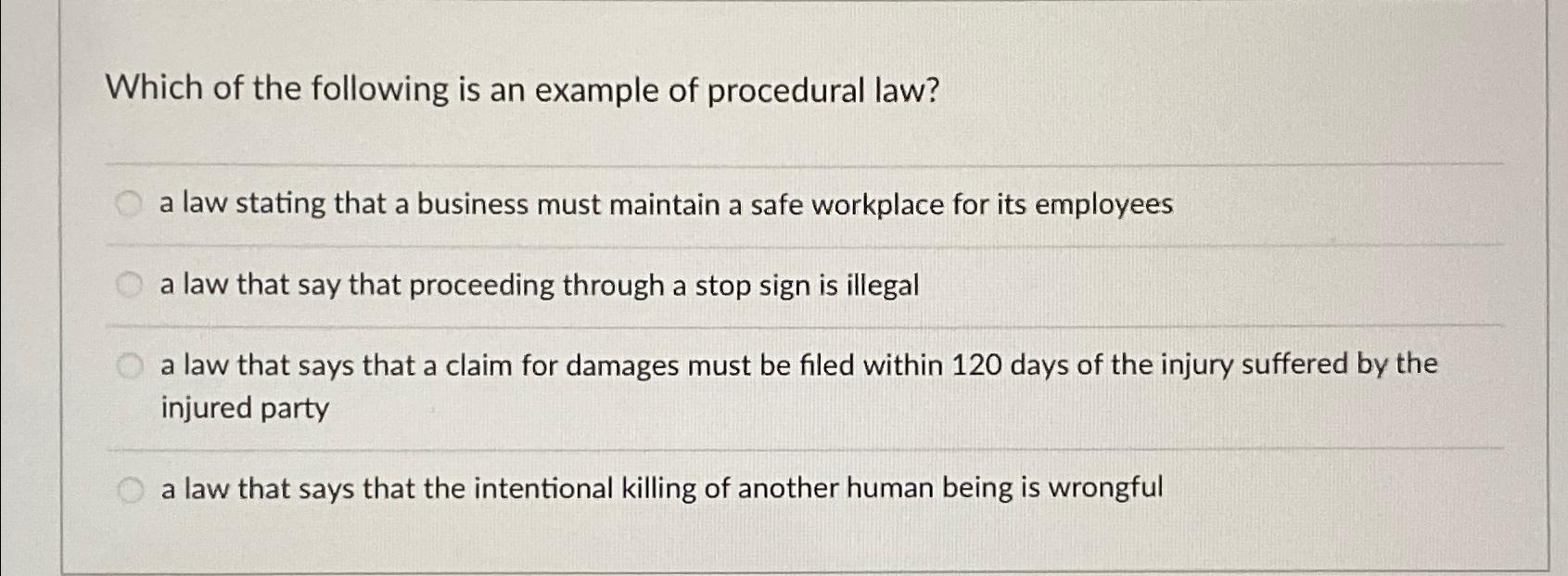 Solved Which of the following is an example of procedural | Chegg.com